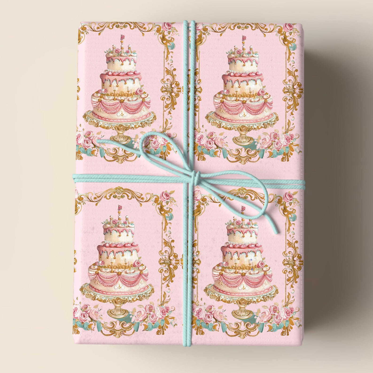 French Vintage Cake Gift Wrap Marie Antoinette Rococo Gift Wrapping ...
