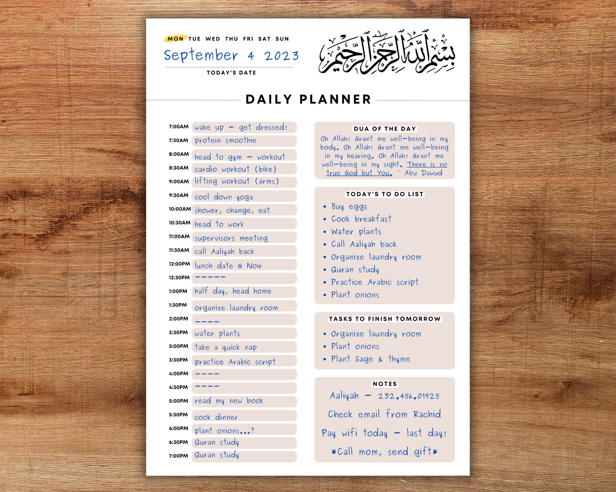 Muslim Simple Daily Organization | Digital & Printable for Productivity ...