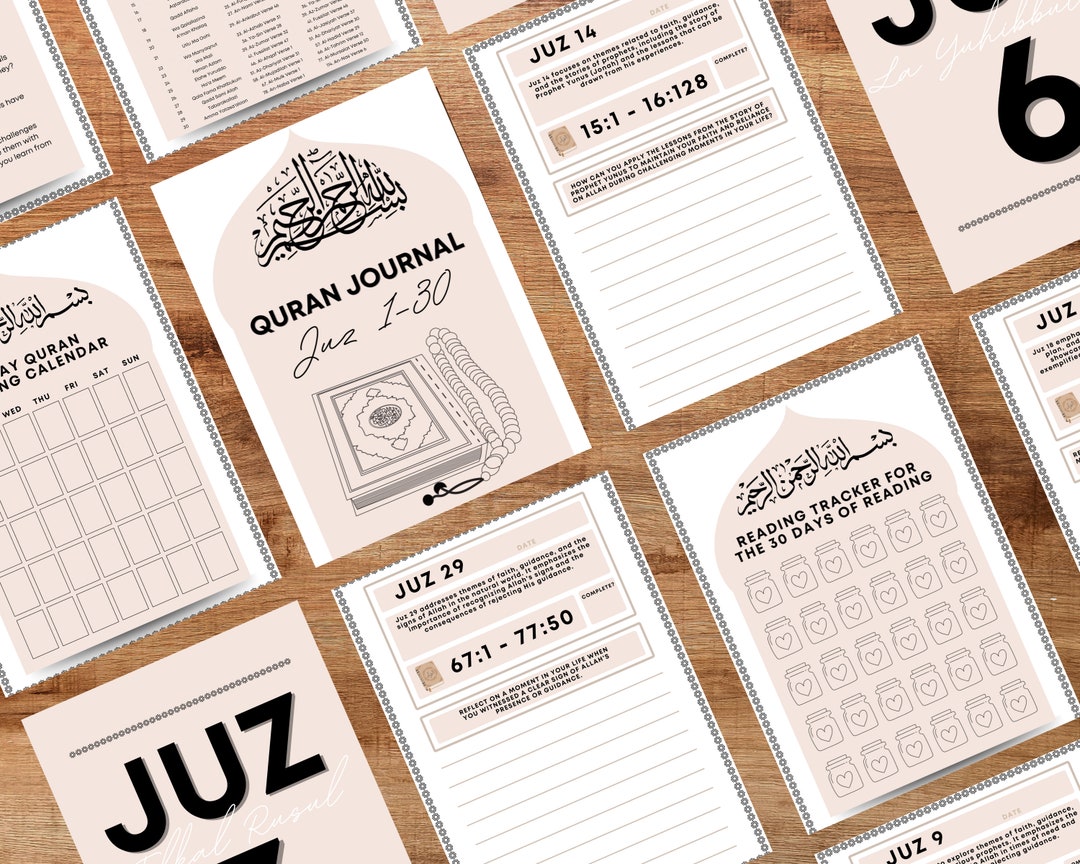 Muslim Quran Journal Juz 1-30 Reflection Questions | Read Holy Coran in ...