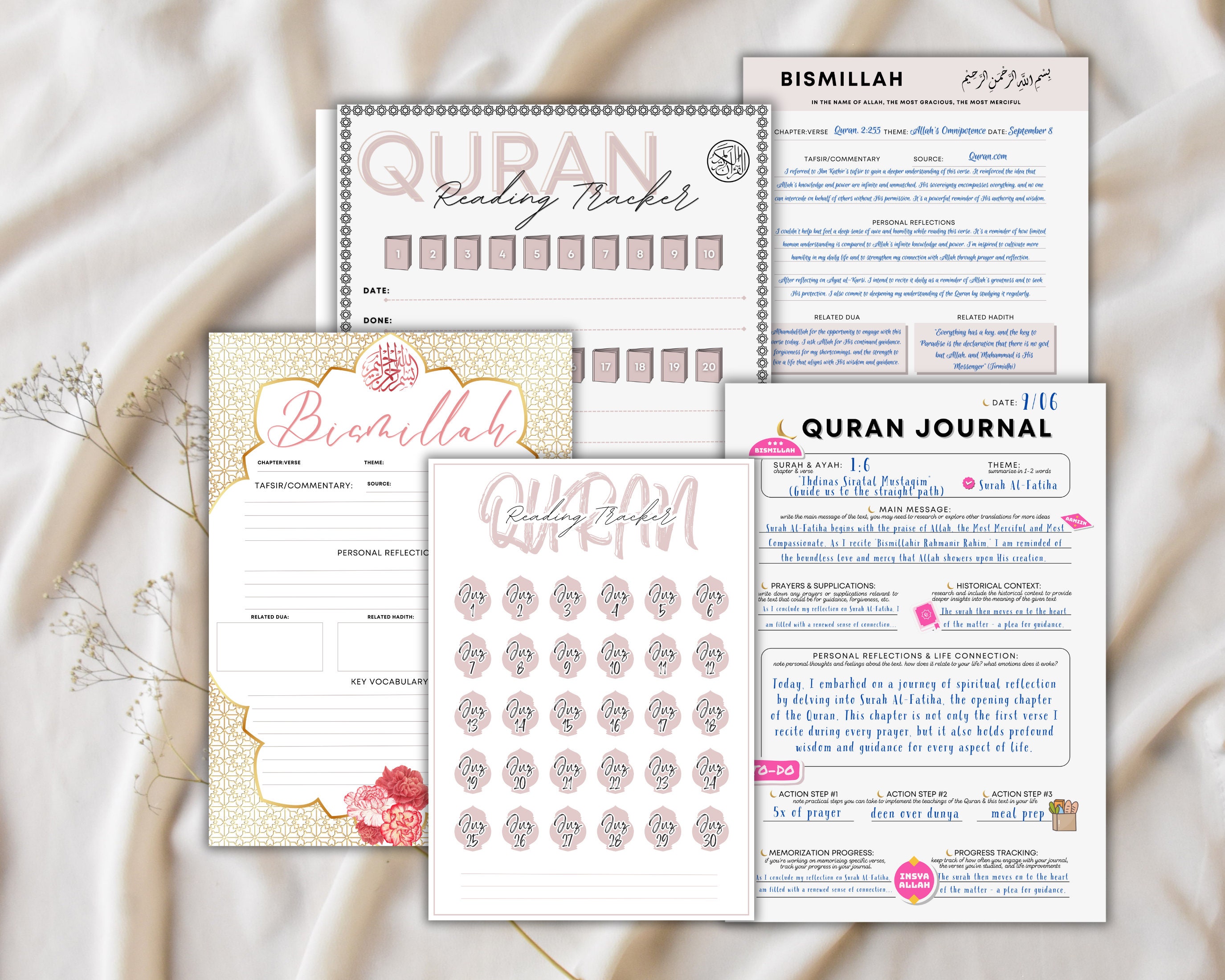 Quran Journal Inserts: 5 Designs | Islamic Productivity | Muslim ...