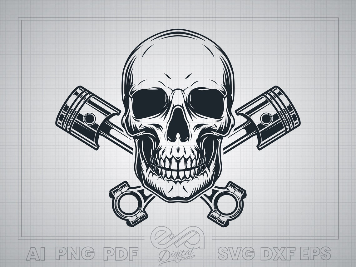 US Skull Mechanic, Piston SVG, Skull Eps, Skull Cricut - Etsy