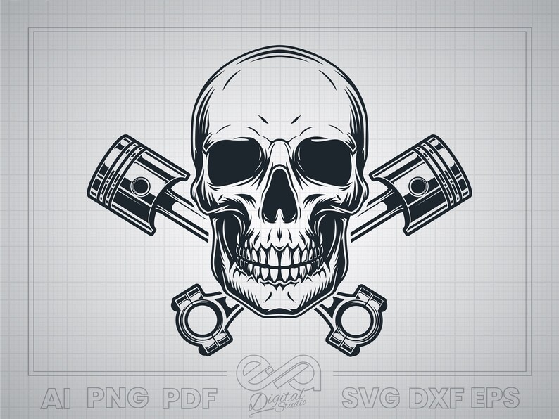 US Skull Mechanic, Piston SVG, Skull Eps, Skull Cricut - Etsy