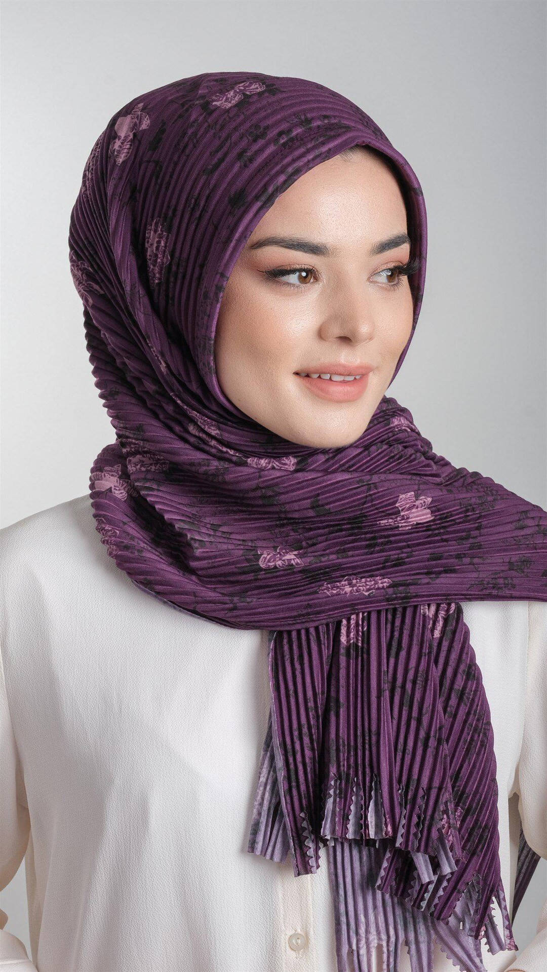 Instant Floral Pleated Hijab Scarf, Easy-to-wear Design in Multiple ...