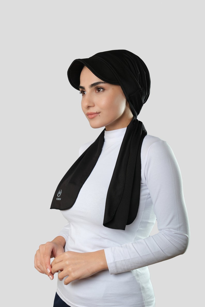 Black Cap-hat Scarf Hijab | Instant Wrap Turban Muslim Women Wear ...