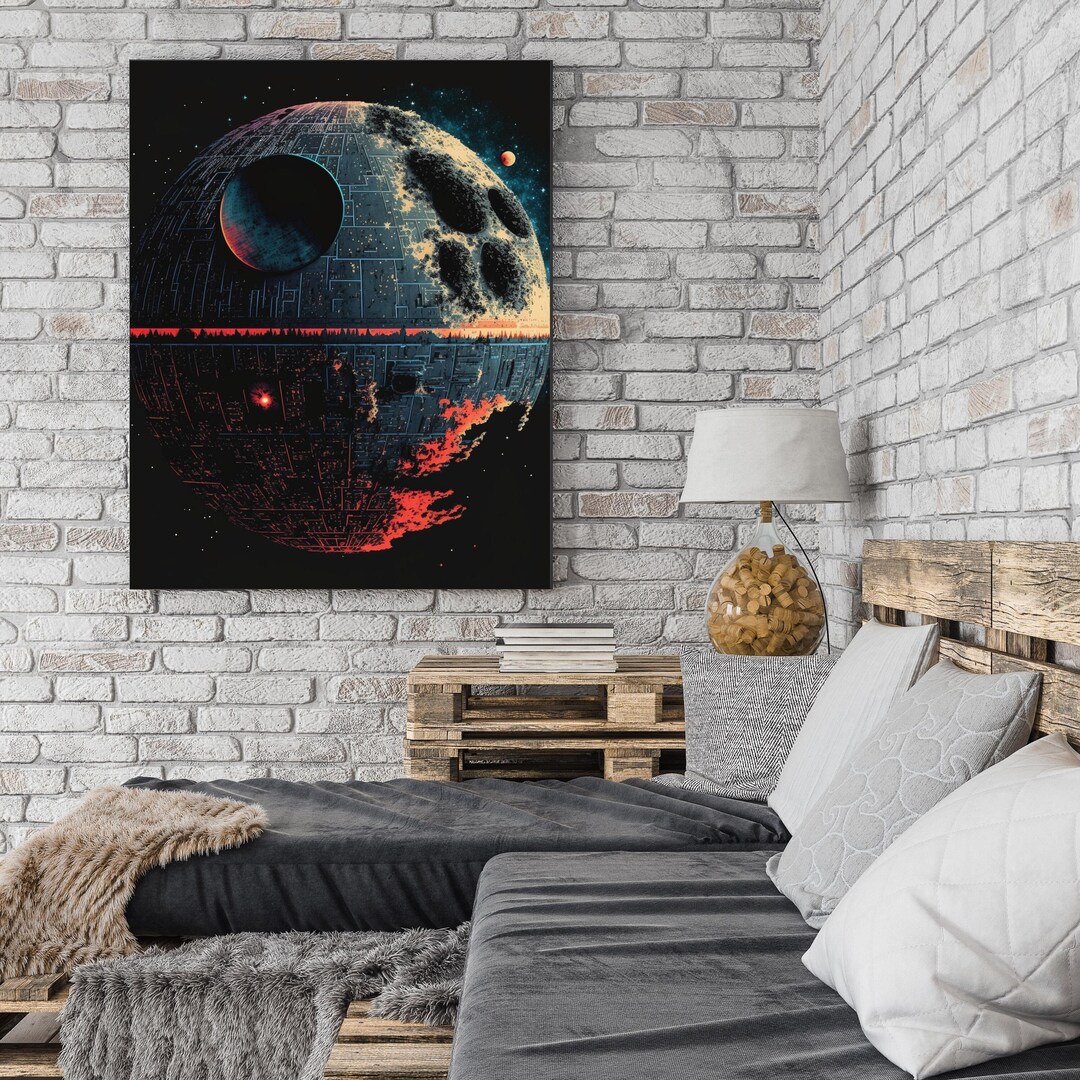 Fallen Death Star Poster Retro Star Wars Printable Digital - Etsy