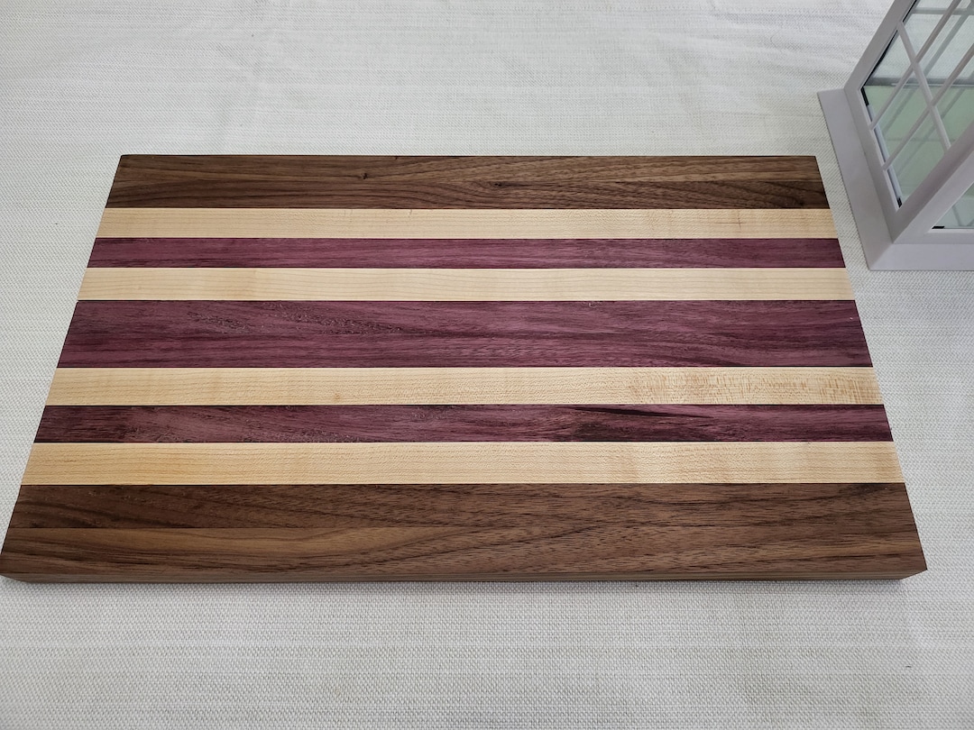 Curly Maple, Purple Heart, Walnut Butcher Block Cutting Board - Etsy