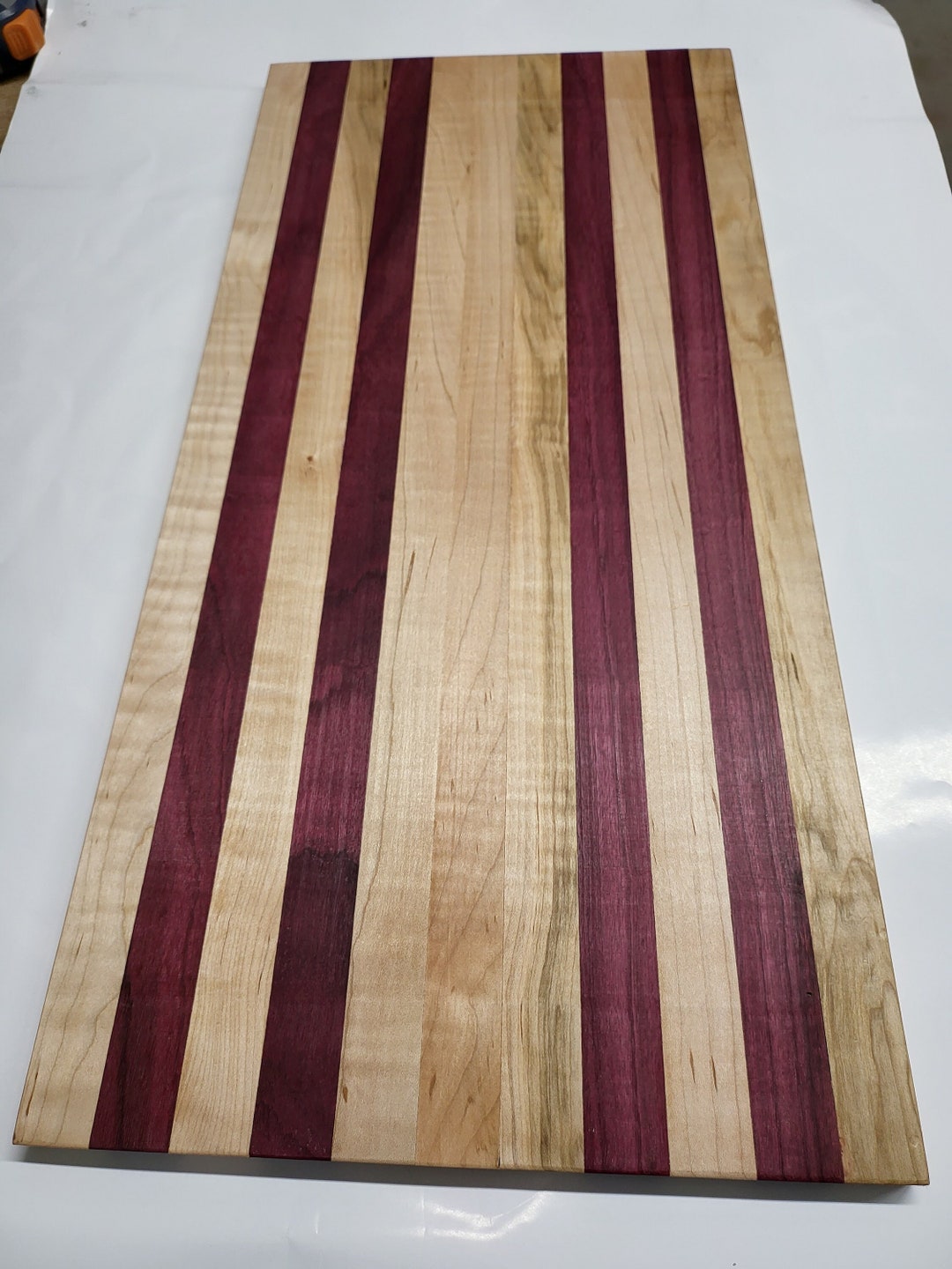 Curly Maple and Purple Heart Face Grain Butcher Block Cutting Board - Etsy