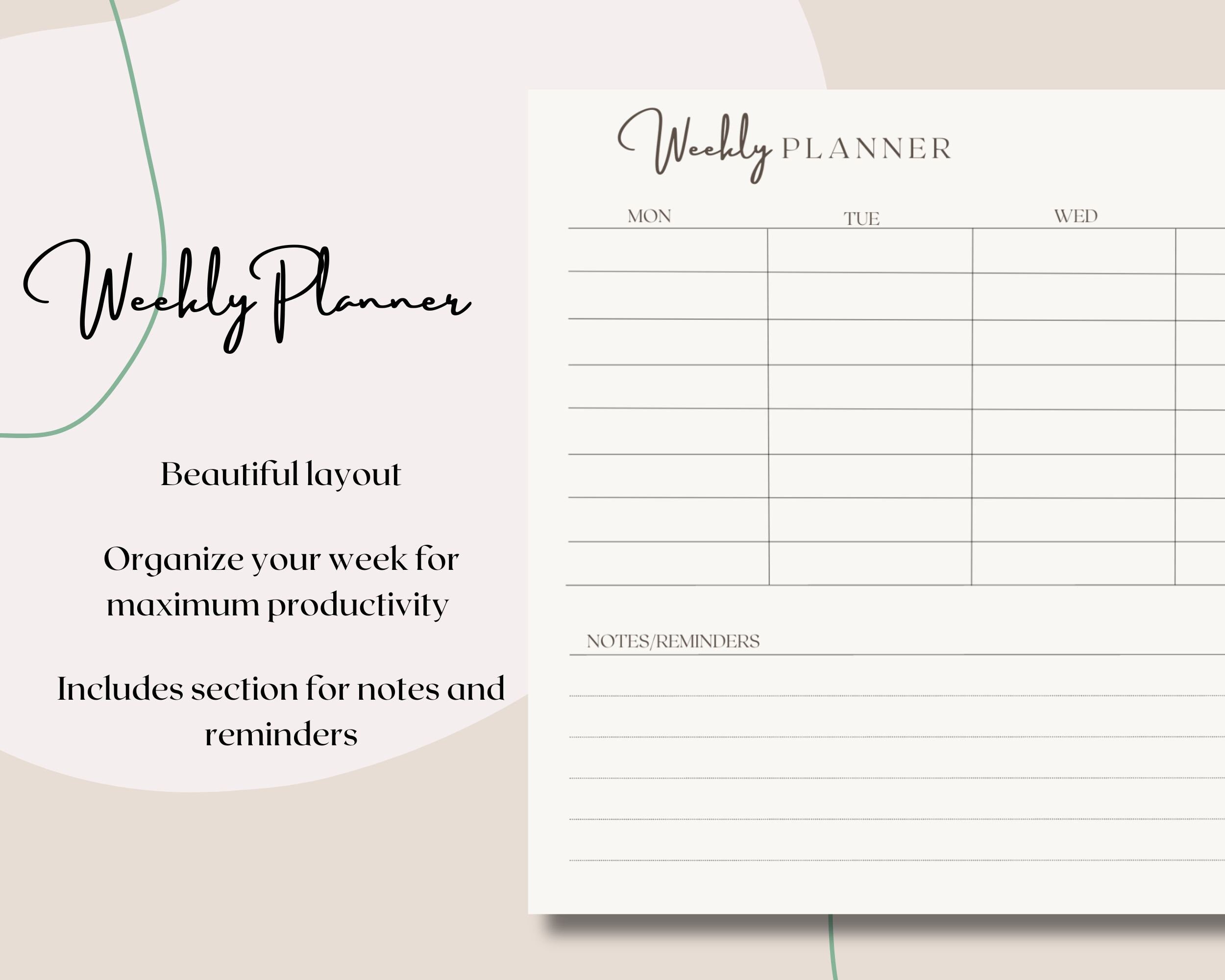 Weekly Planner, Printable to Do List, Minimal Weekly Schedule, Weekly ...