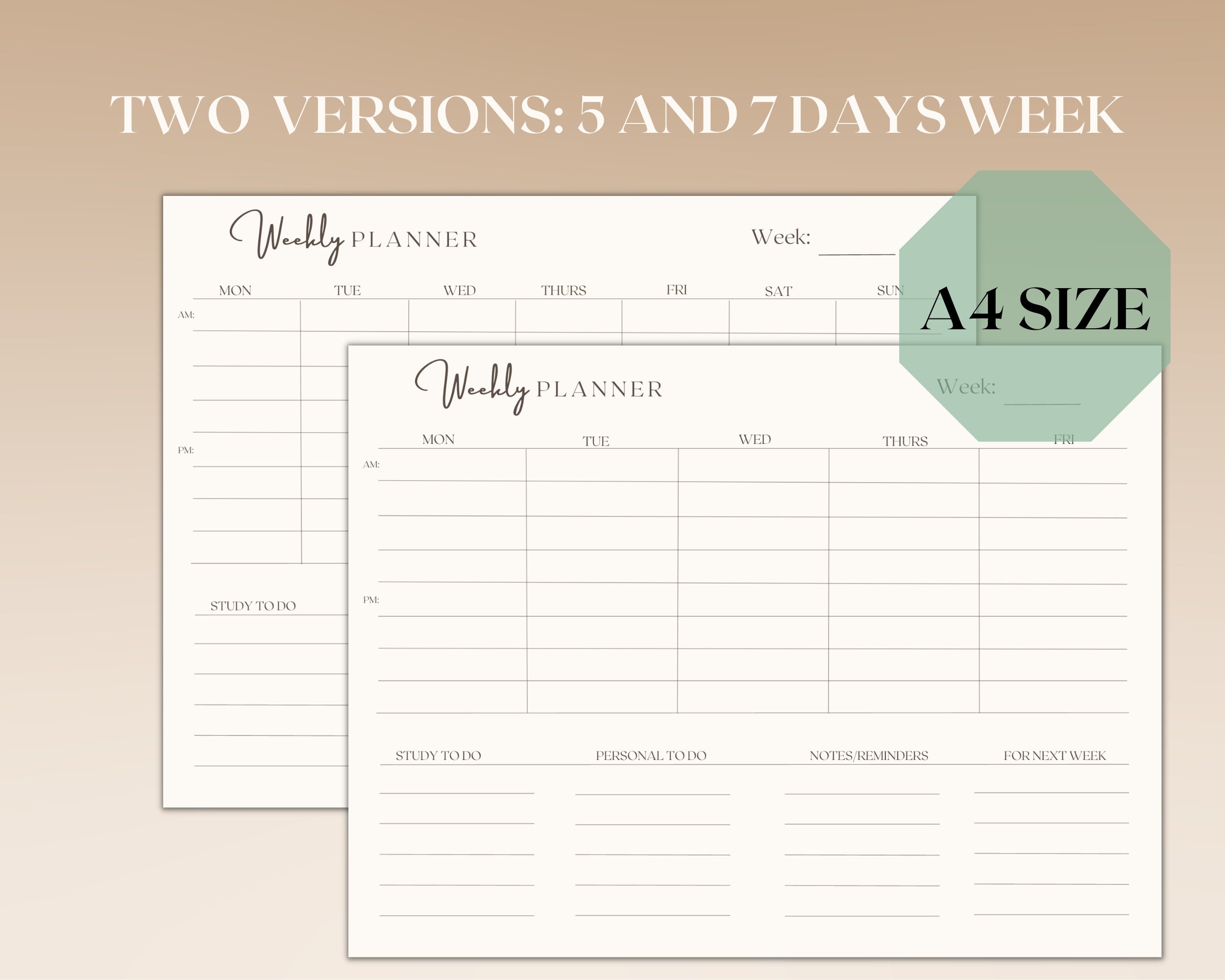 Weekly Planner Printable Landscape, Minimalist Weekly Schedule, Back to ...