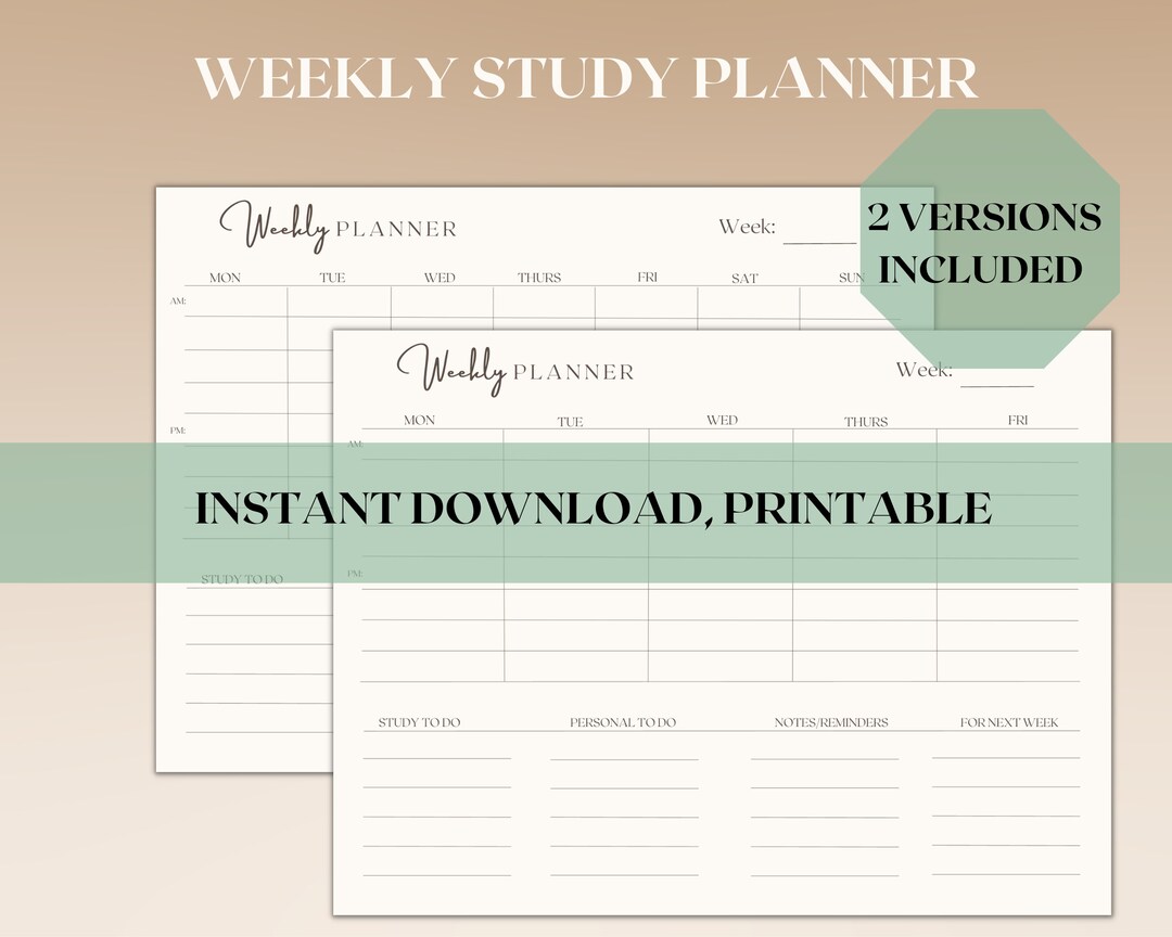 Weekly Planner Printable Landscape, Minimalist Weekly Schedule, Back to ...