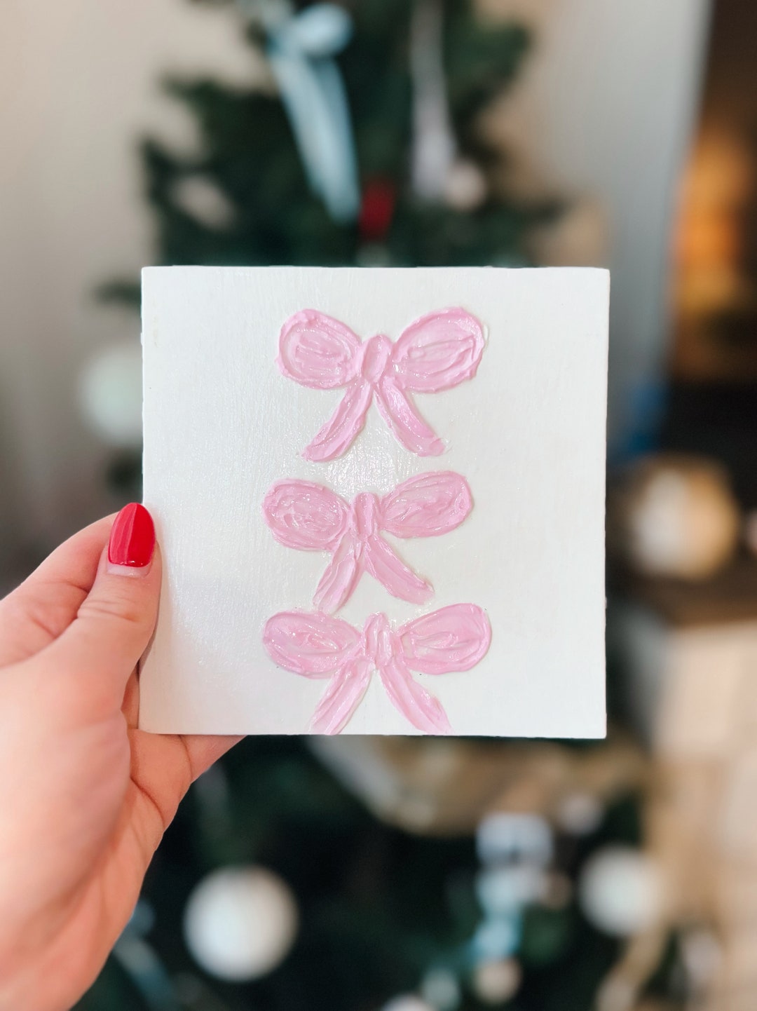 5x5in Bow Canvas Textured Bow Painting Baby Nursery Decor Gifts for ...