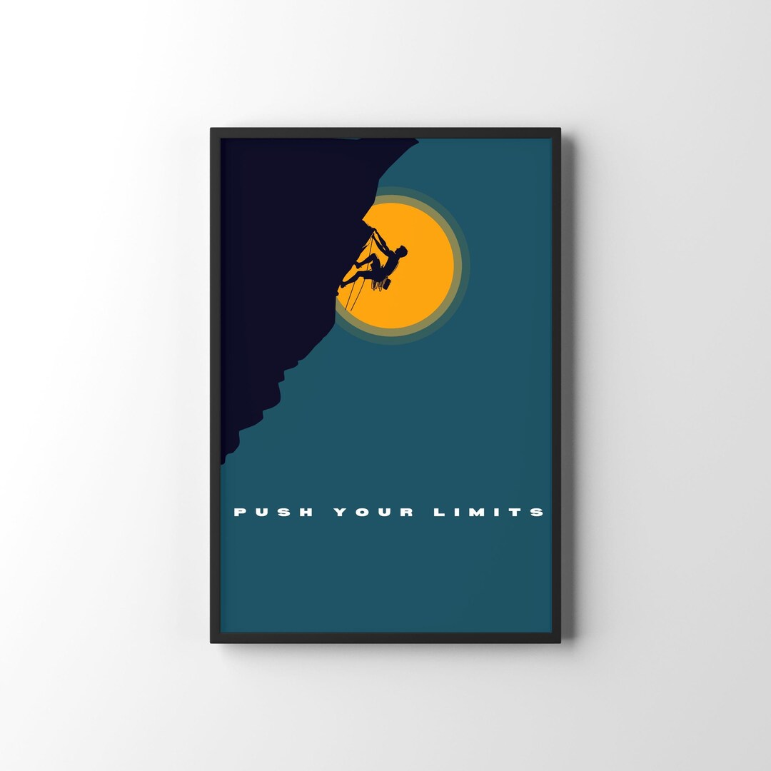 Climber Motivational Poster Cliff Climbing Inspirational Wall Art ...