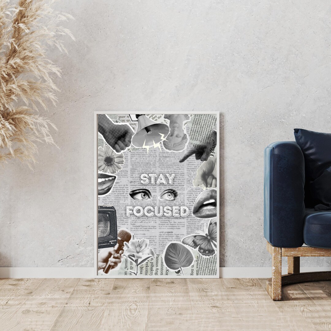 Newspaper Collage Wall Art Modern Motivational Poster Inspirational ...