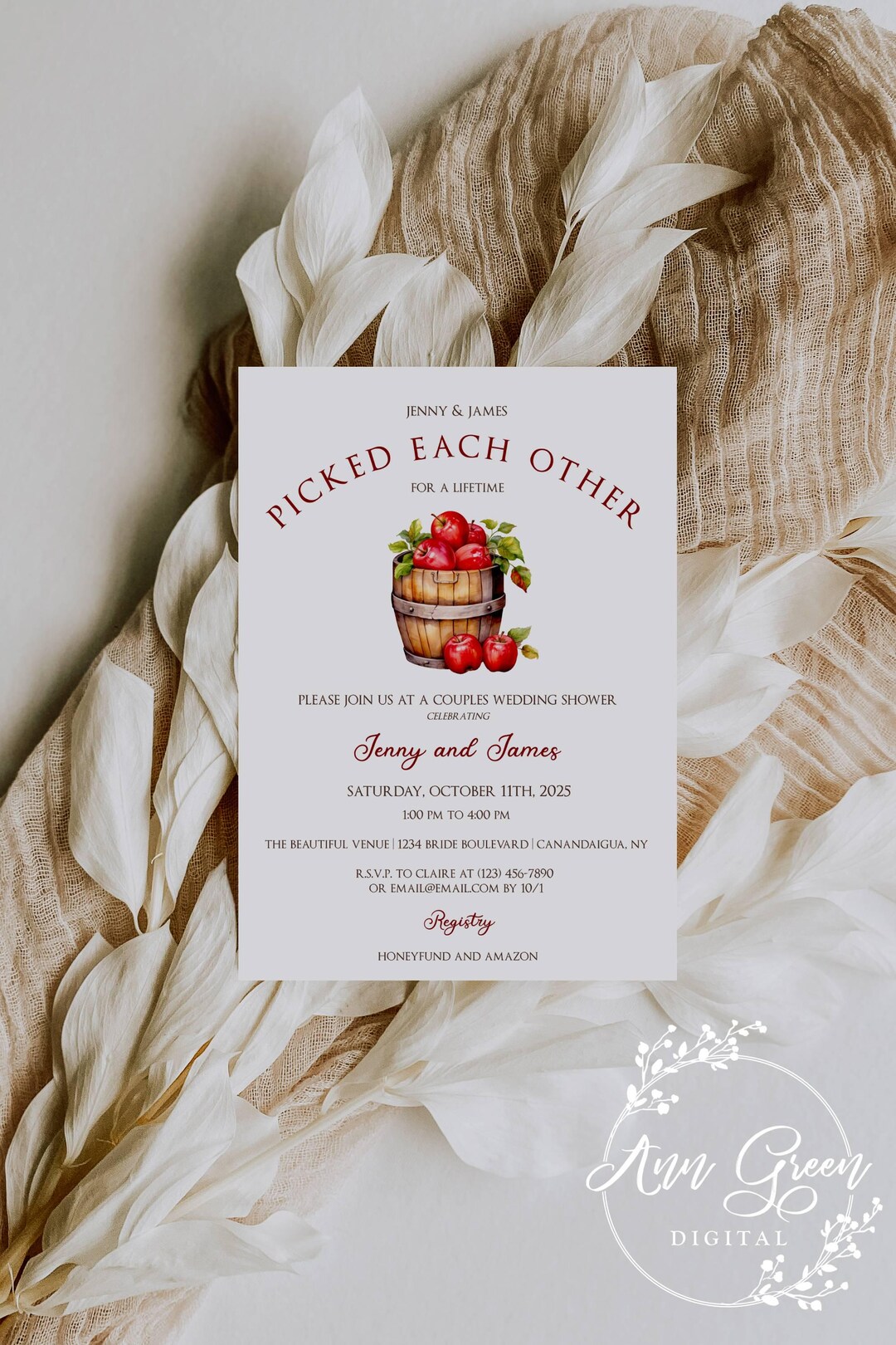 Apple Orchard Couples Shower Invitations: Fall Farm Theme (digital ...