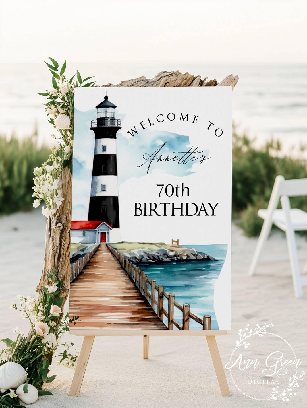 Lighthouse Welcome Sign: Birthday, Bridal Shower, Editable Template ...