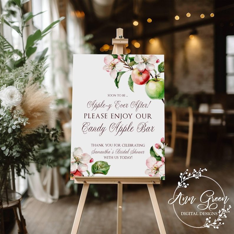 Candy Apple Bar Sign, Apple Bridal Shower, 18x24 Template (digital ...
