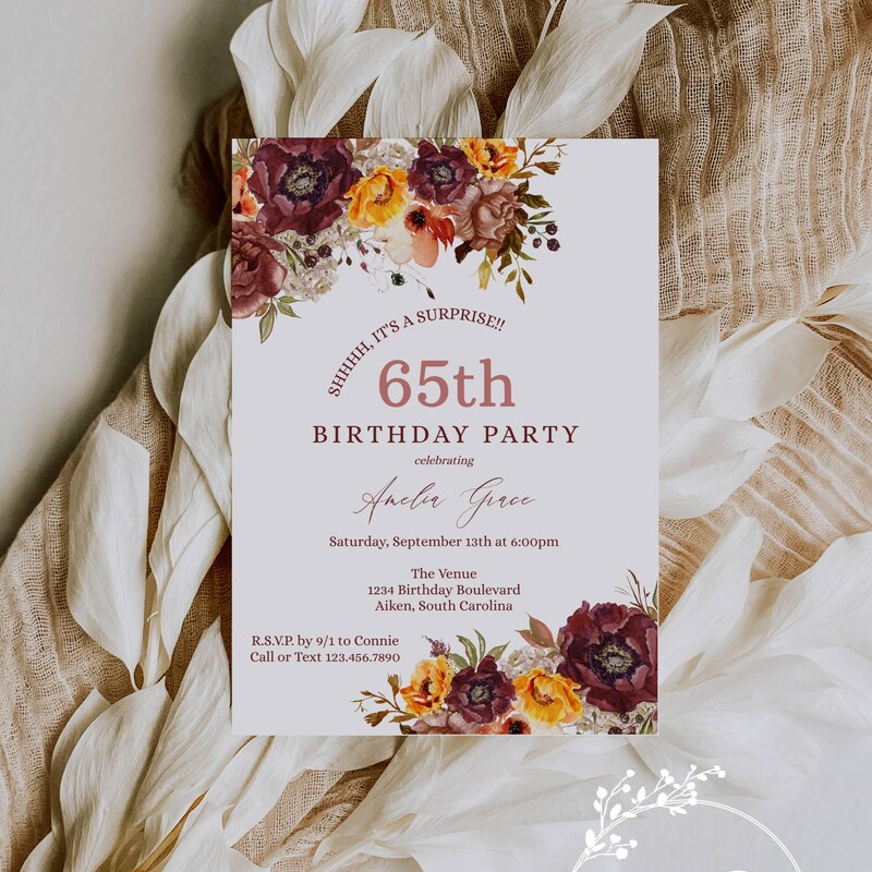 65th Birthday Invitations - Etsy