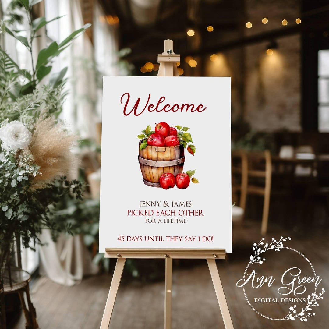 Apple Welcome Sign Template: Couples Shower, Wedding, Party (18" X 24 ...