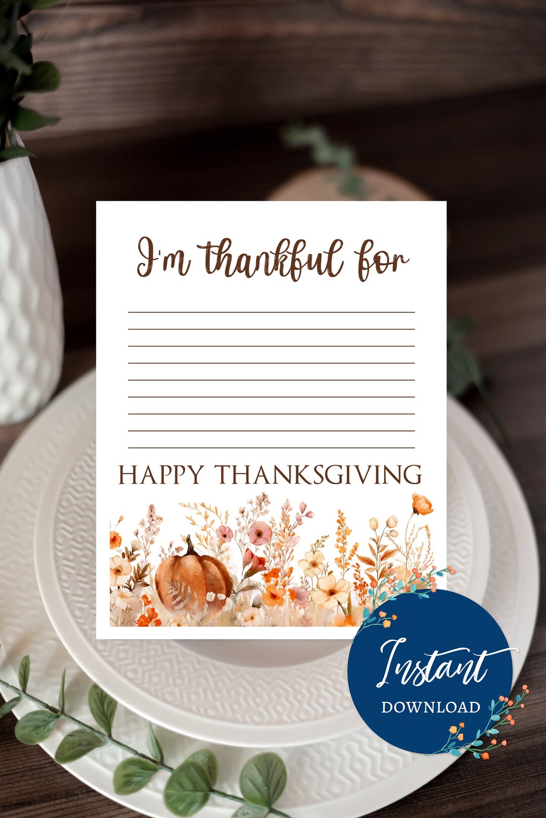 I Am Thankful Thanksgiving Digital Download Thanksgiving - Etsy