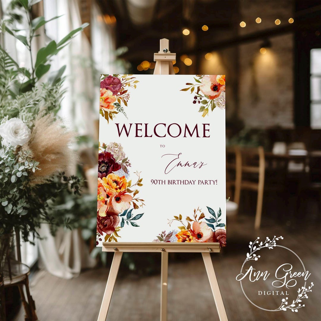 Fall Floral Event Welcome Sign Template: Bridal Shower, Birthday ...