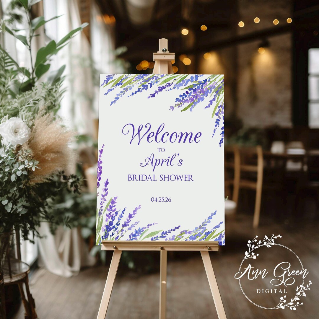 Lavender Welcome Sign Template: Editable Floral Design (digital ...