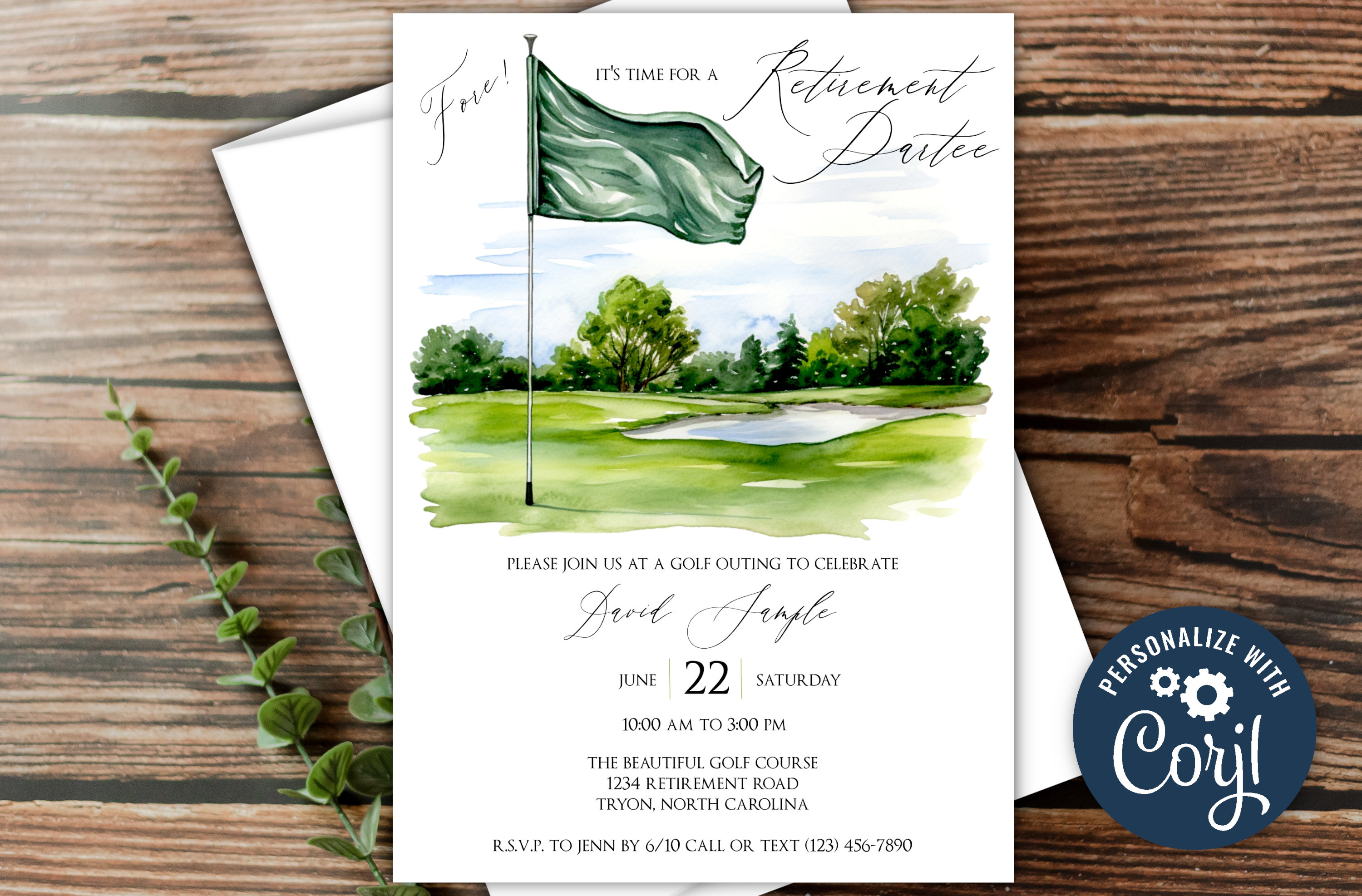 Golf Retirement Party Invitation Template, Golf Retirement Partee, Golf ...