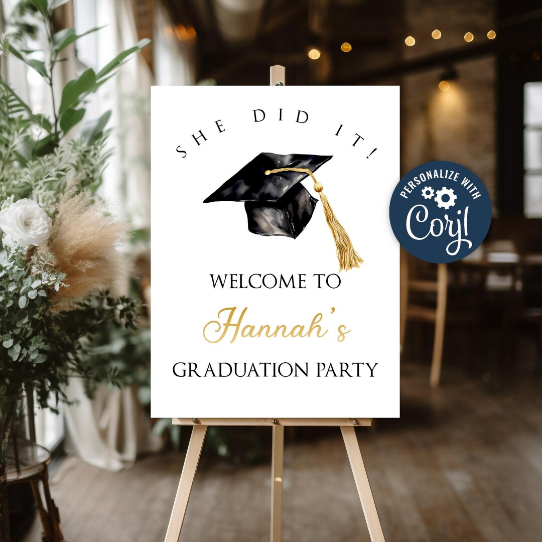 Large Graduation Party Welcome Sign Template, 18" X 24" Template, Class ...