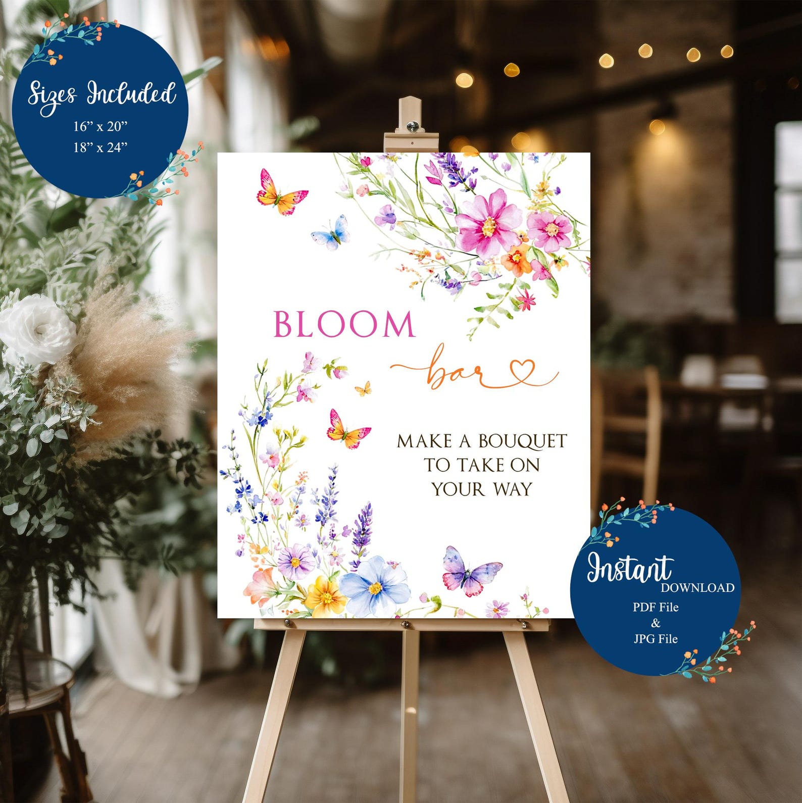 Large Bloom Bar Sign Template, Instant Download 16 X 20 or 18 X 24 ...