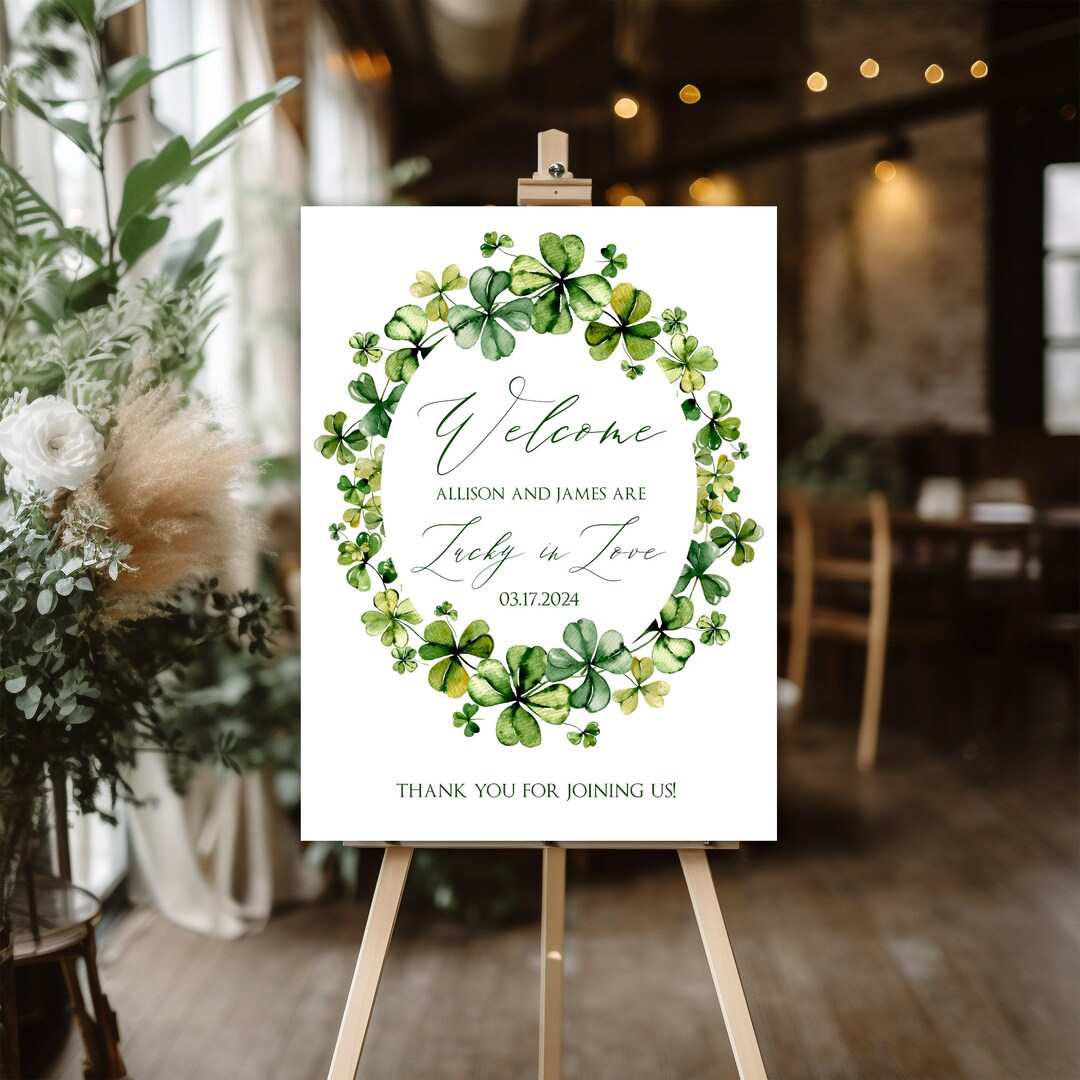 Shamrock Bridal Shower, Wedding or Special Event Welcome Sign Template ...
