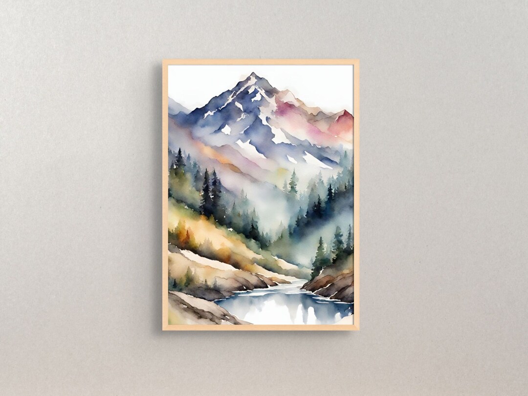 Watercolor Mountain Artwork, Watercolor Mountain Art Prints, Printable ...