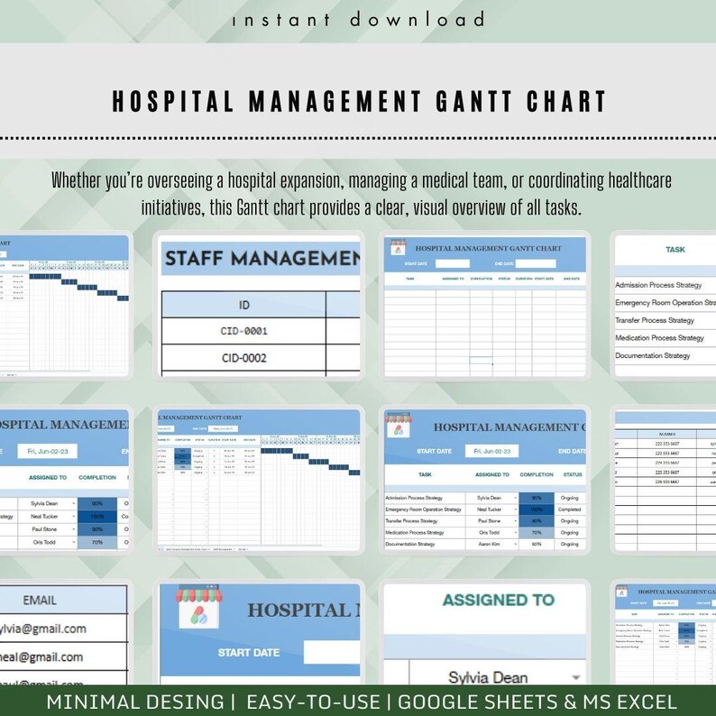 Editable Hospital Management Gantt Chart Easy to Use Digital Download ...