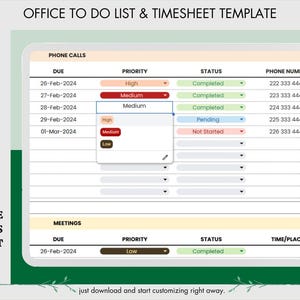 Editable Office to Do List & Timesheet Template | Easy to Use Google Sheets | Digital Download ...