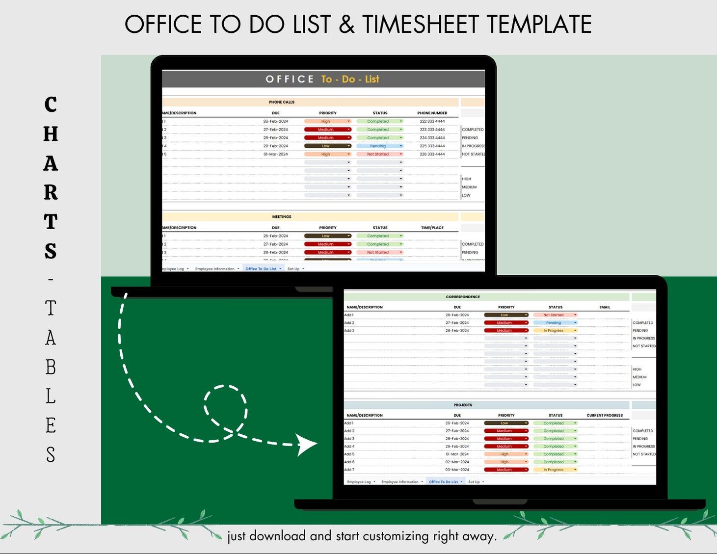 Editable Office to Do List & Timesheet Template | Easy to Use Google ...