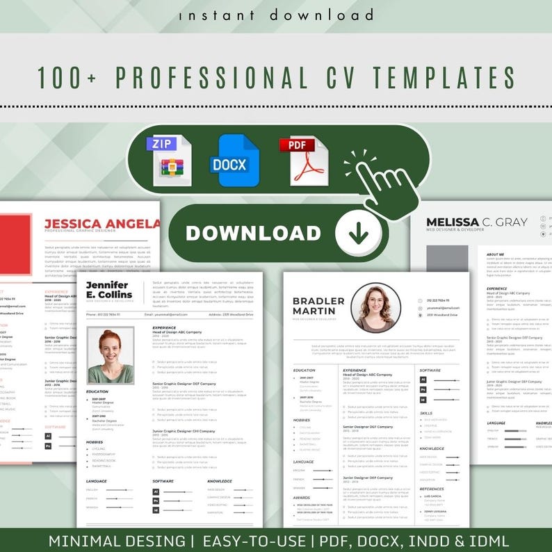 100+ Professional CV Templates | PDF, DOCX Formats | Modern and Stylish ...
