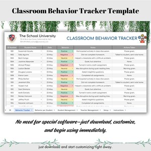 Classroom Behavior Tracker Template Editable Google Sheets, Easy-to-use ...
