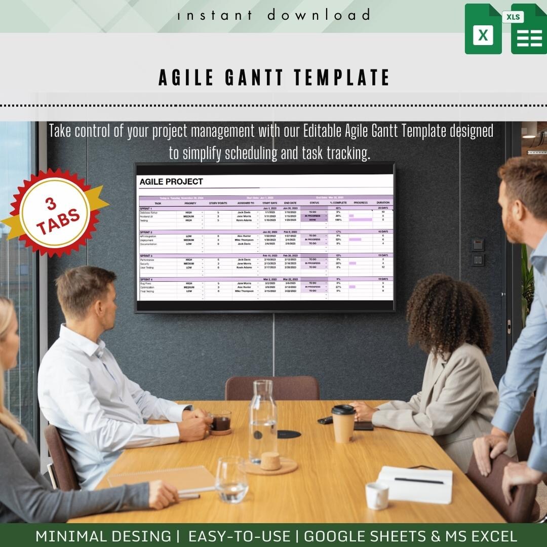 Editable Agile Gantt Template Easy to Use Digital Download for Google ...