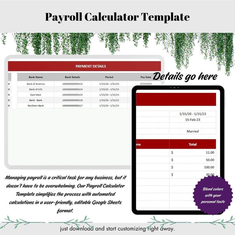 Payroll Calculator Template, Editable Google Sheets, Easy-to-use ...
