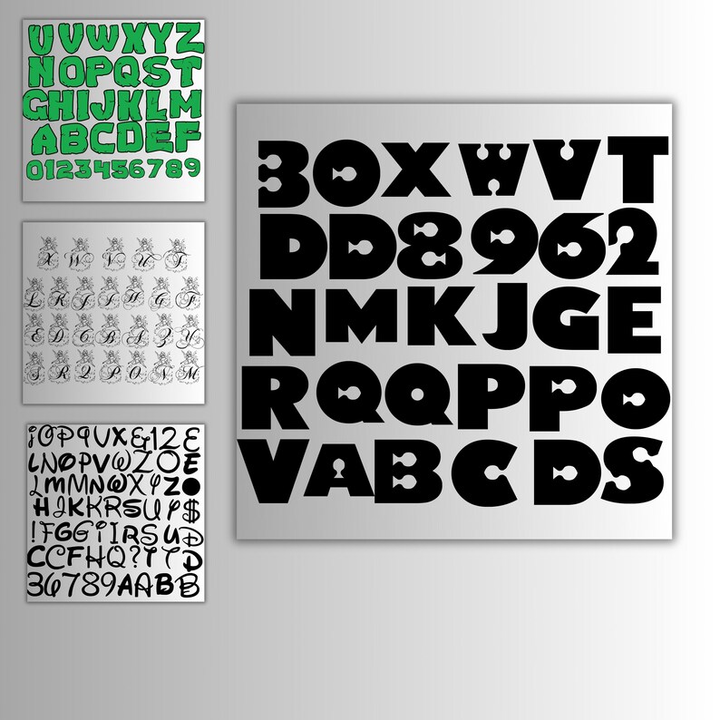 Unique Font Characters Set Downloadable SVG, PNG, DXF & Jpg Files for ...