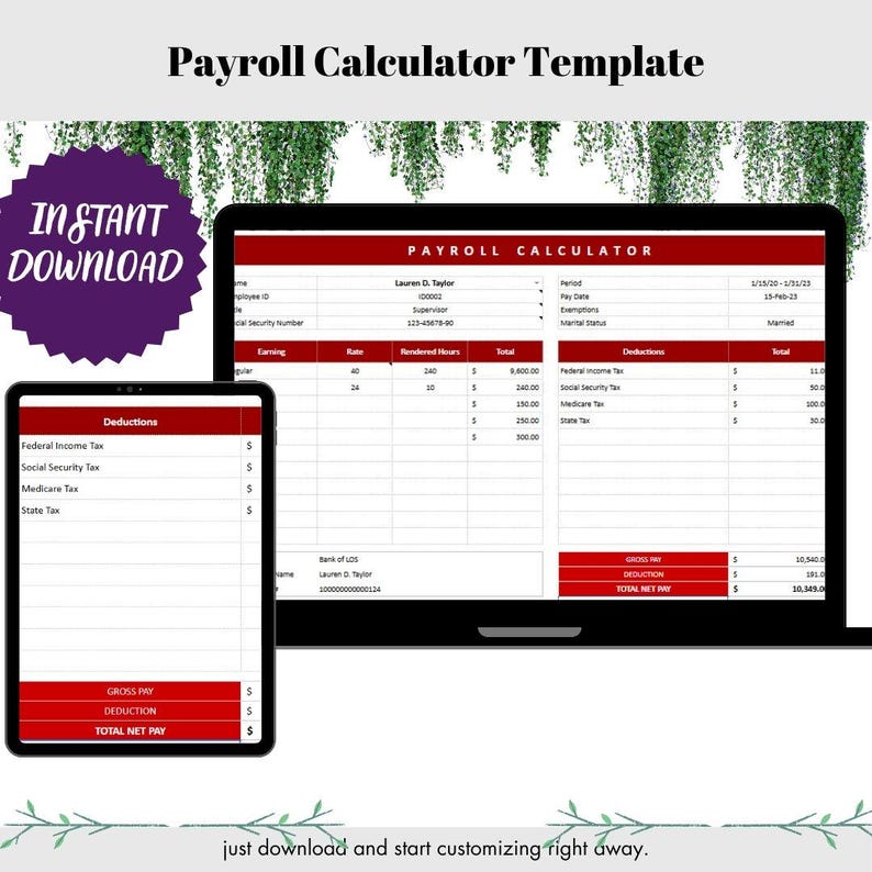 Payroll Calculator Template, Editable Google Sheets, Easy-to-use ...