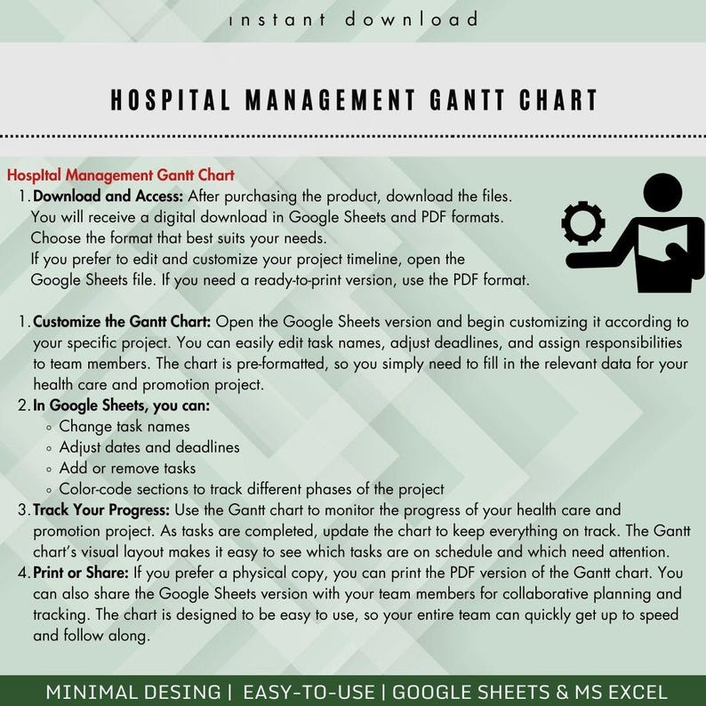 Editable Hospital Management Gantt Chart – Easy to Use Digital Download ...