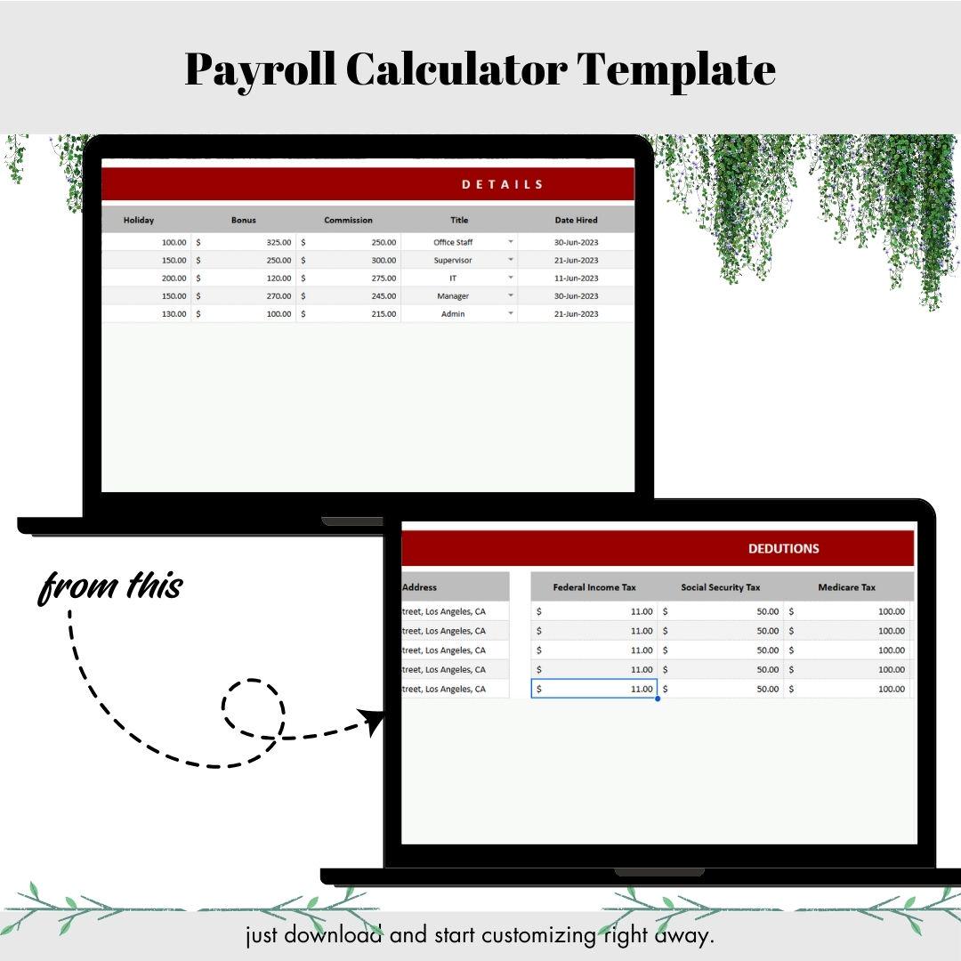 Payroll Calculator Template, Editable Google Sheets, Easy-to-use ...