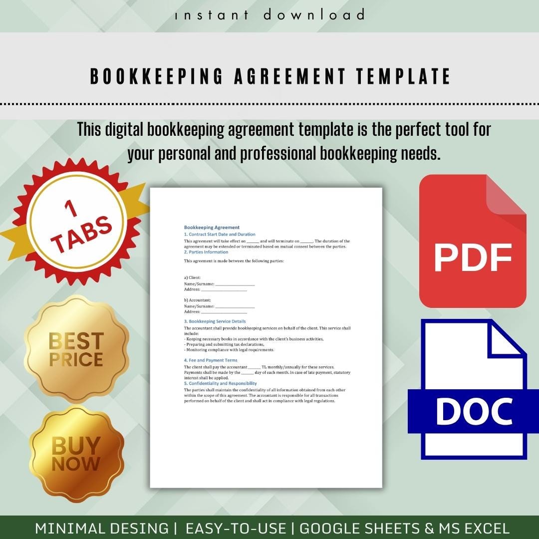 Bookkeeping Agreement Template Digital Ledger Agreement Template ...