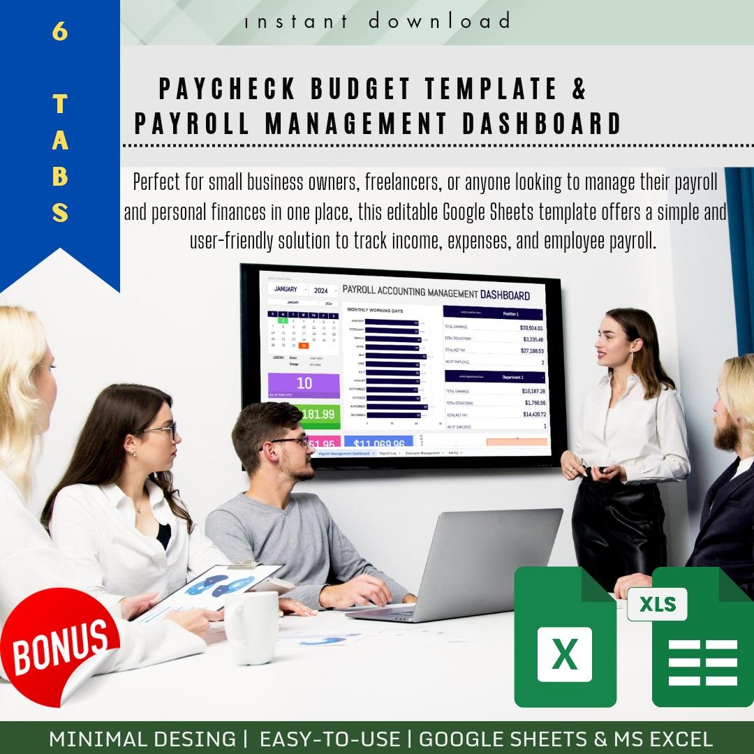 Paycheck Budget Template Payroll Management Dashboard Editable Google ...
