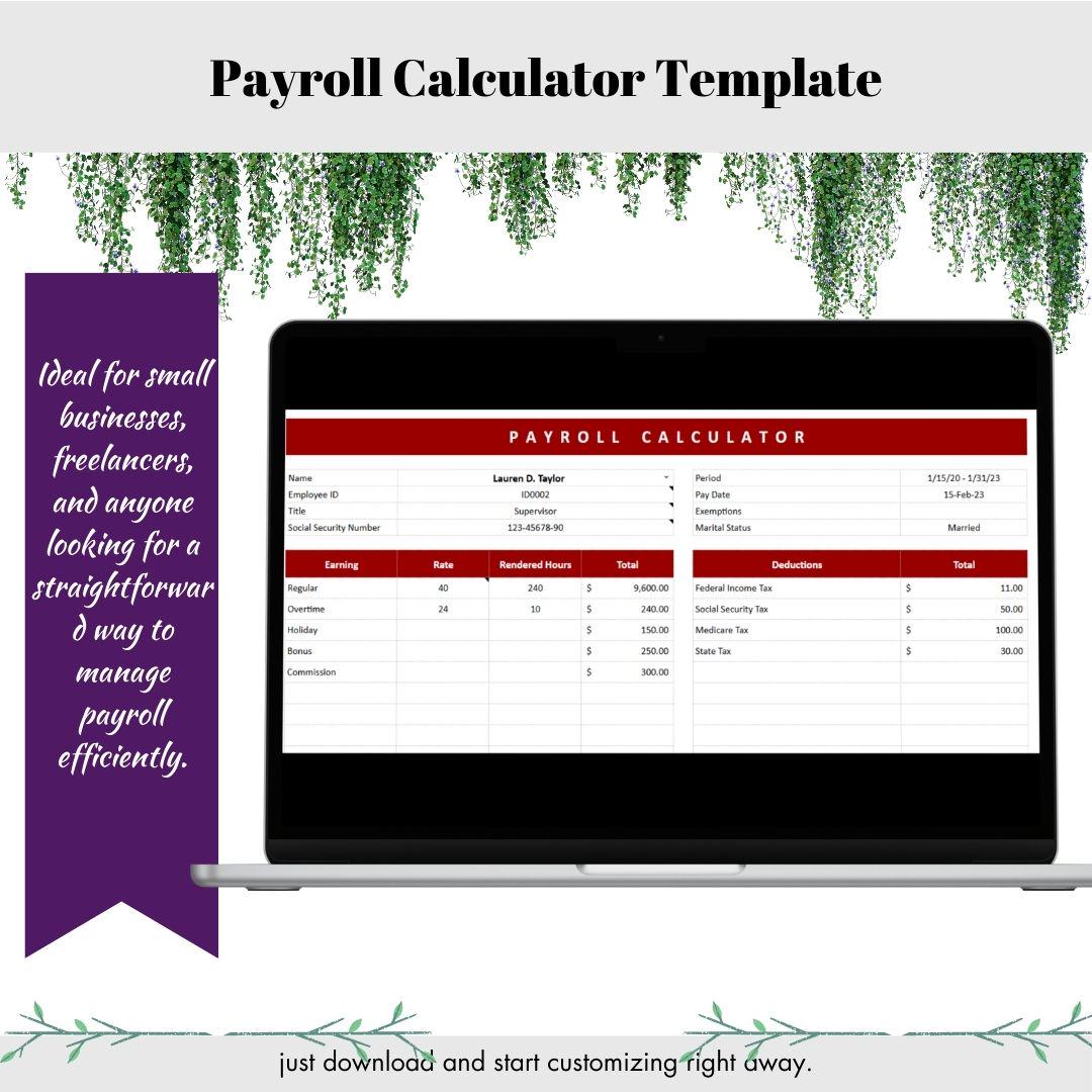 Payroll Calculator Template, Editable Google Sheets, Easy-to-use ...