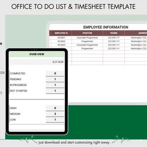 Editable Office to Do List & Timesheet Template | Easy to Use Google ...