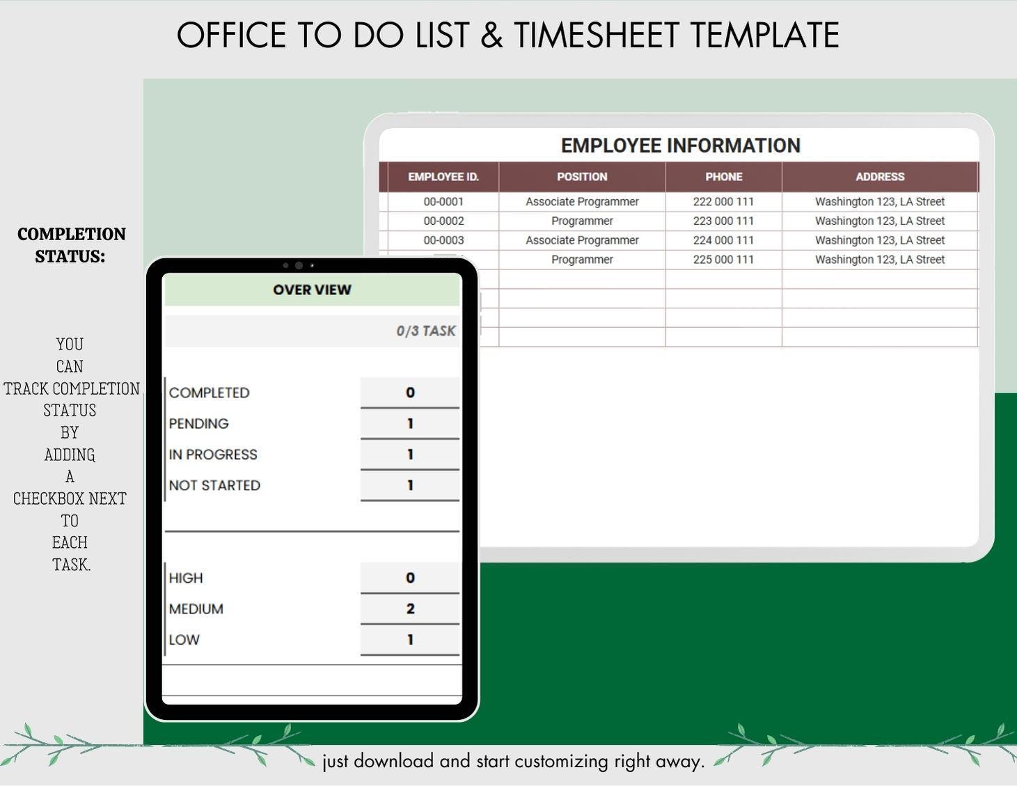 Editable Office to Do List & Timesheet Template | Easy to Use Google ...