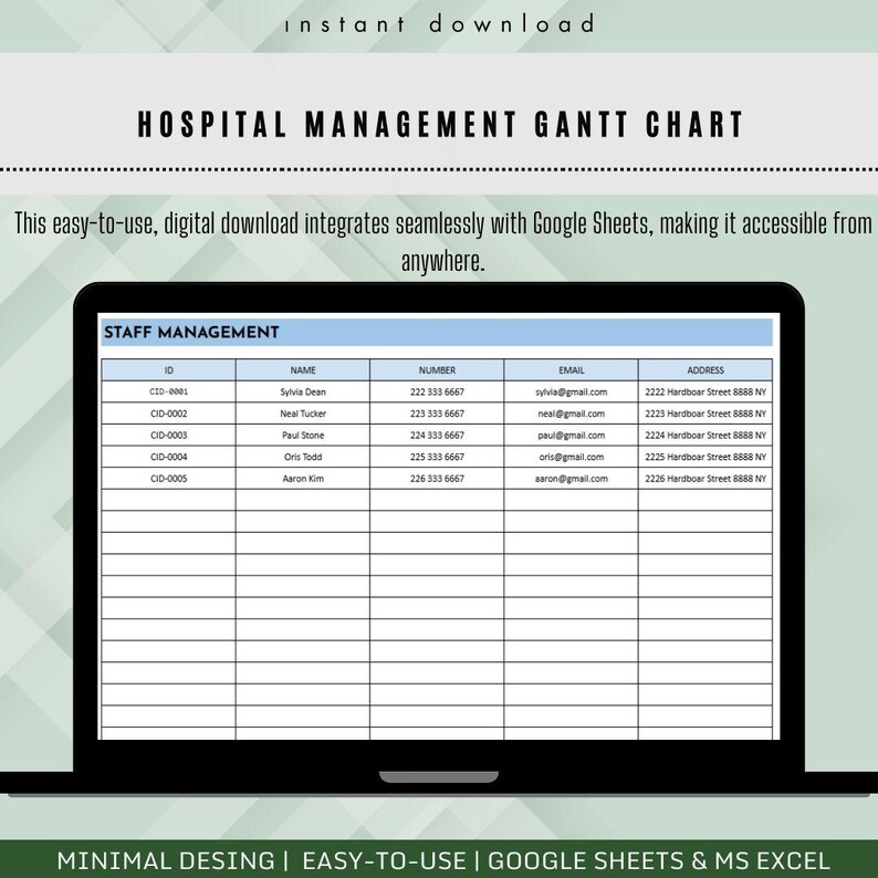 Editable Hospital Management Gantt Chart – Easy to Use Digital Download ...