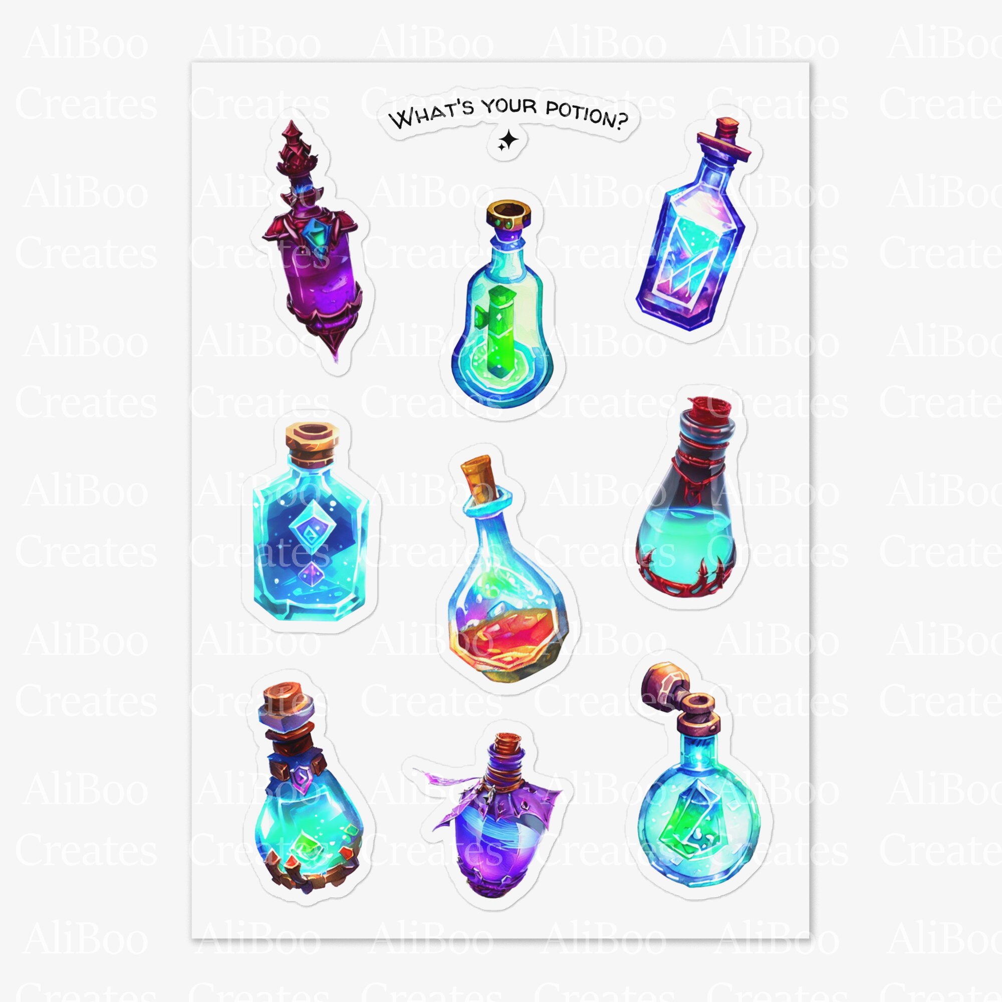 Sticker Sheet Potion Bottles - Etsy