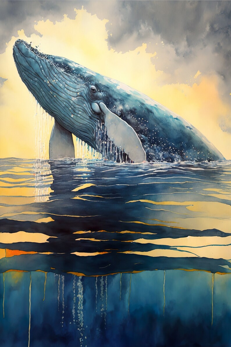 Aquarell Wal im Sonnenuntergang Poster Wal Meer Ocean Wasser - Etsy.de