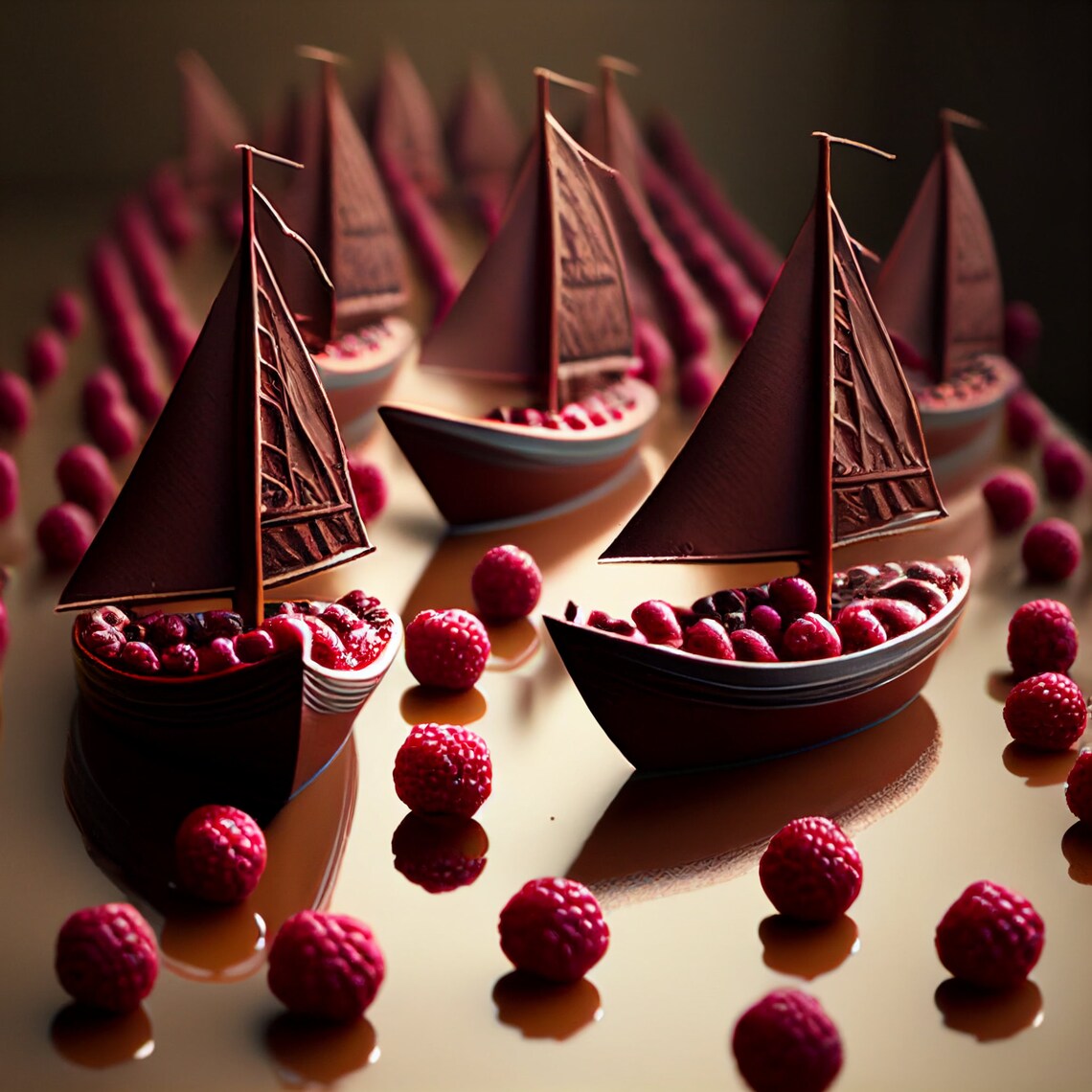 Restaurant Art Decor - Digital Download - Raspberry Boat in Chocolate ...